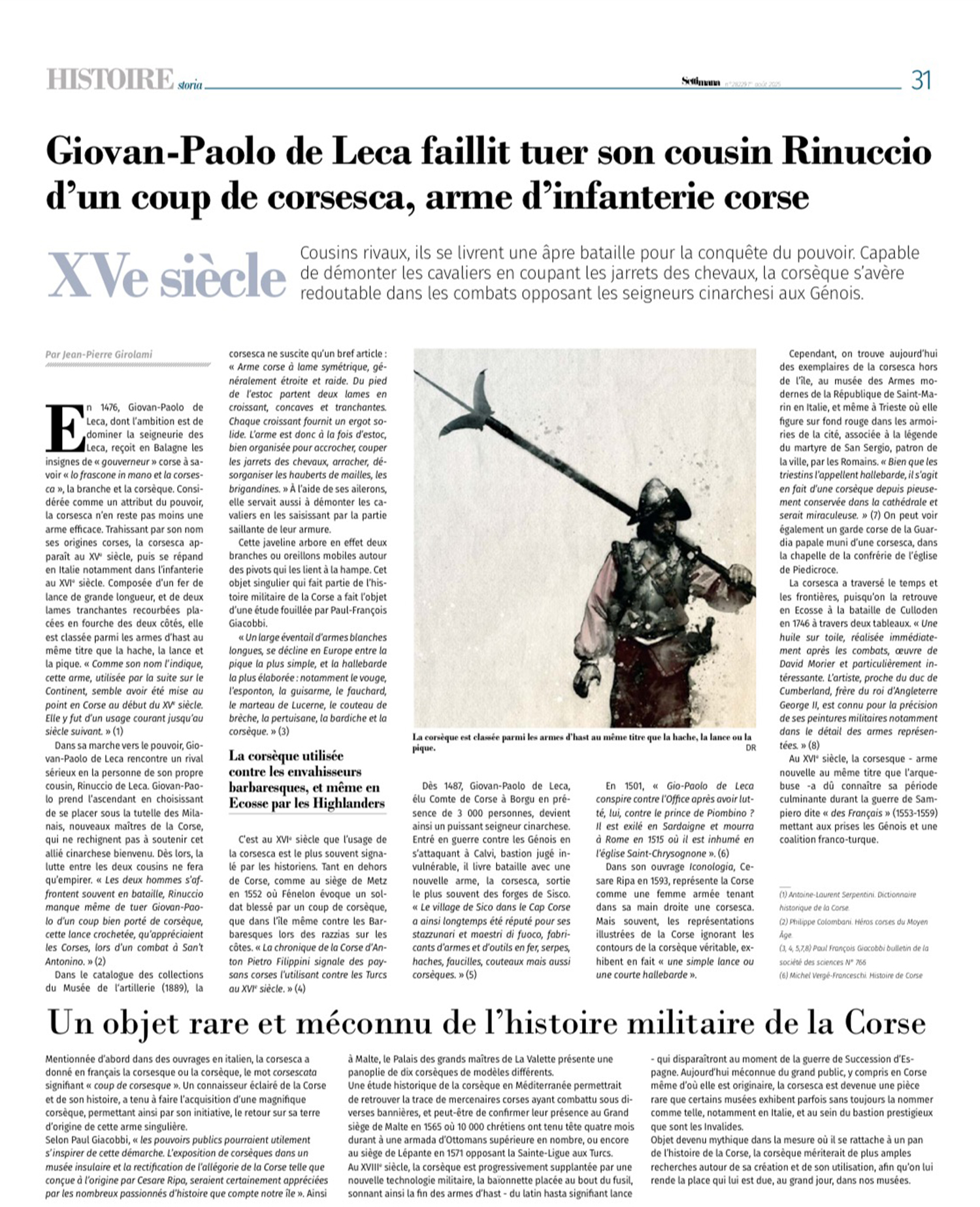 La CORSEQUE, une arme corse du XVème siècle - Société des Sciences ...